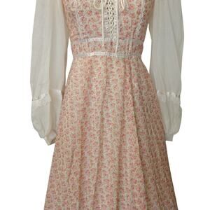 Gunne Sax | Dresses | Gunne Sax Floral Corset Maxi Dress Size 9 Pink ...